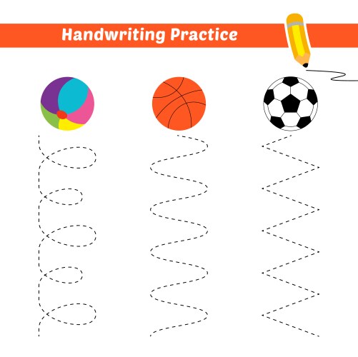 Trace and color for kids ball Royalty Free Vector Image