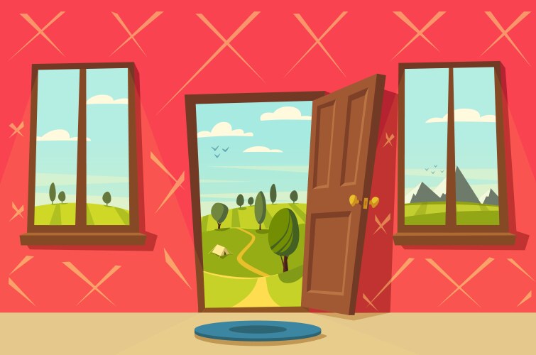 Cartoon open door apartment hallway entrance Vector Image