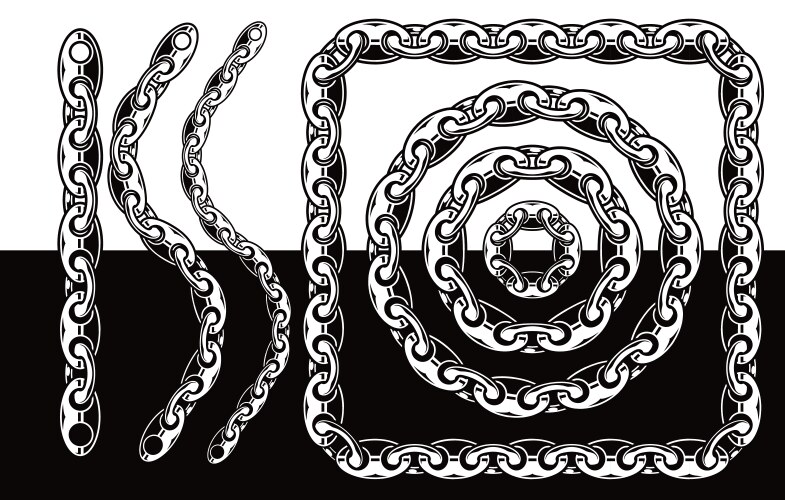 Classic metallic chain pattern brushes Royalty Free Vector