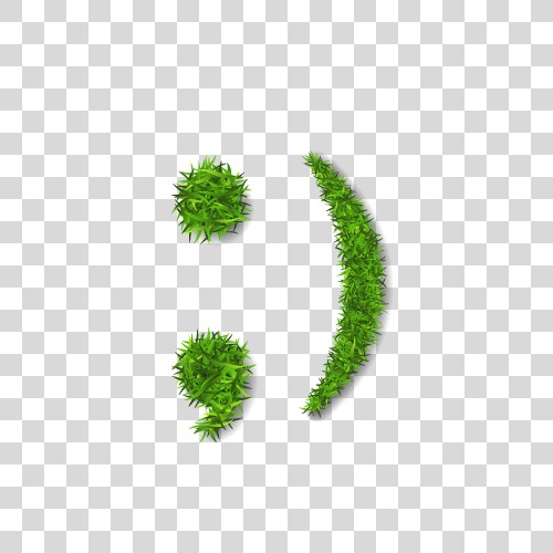 Green grass wink smile 3d smiley grassy emoticon Vector Image