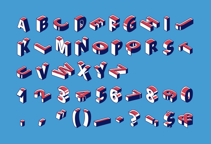 Isometric font letters halftone Royalty Free Vector Image
