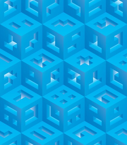 White blue cubes isometric seamless pattern Vector Image