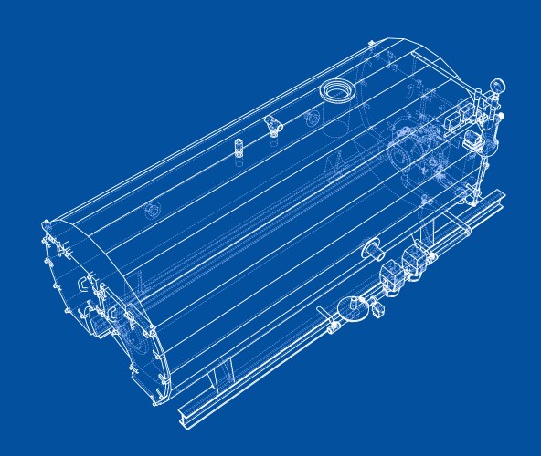 Industrial boiler outline rendering 3d Royalty Free Vector