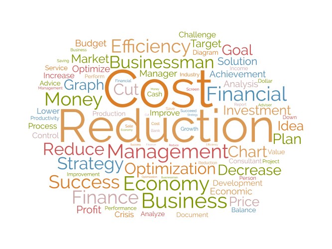 Cost reduction word cloud template efficiency Vector Image