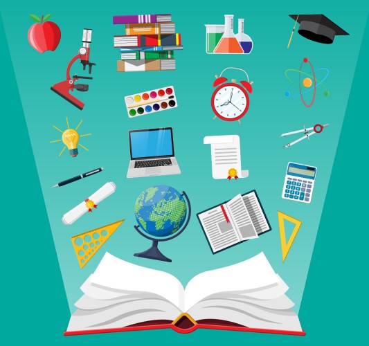 Mathematics design background with open book Vector Image