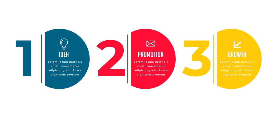 Three step infographic timeline banner Royalty Free Vector