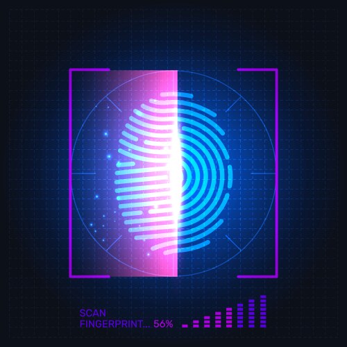 Analysing hand with scanner Royalty Free Vector Image