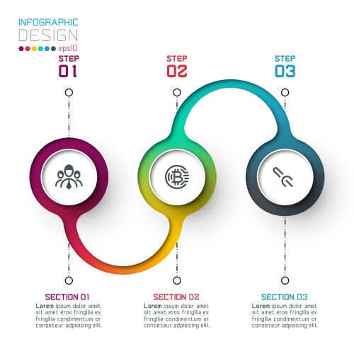 Circle label infographic with step steps Vector Image