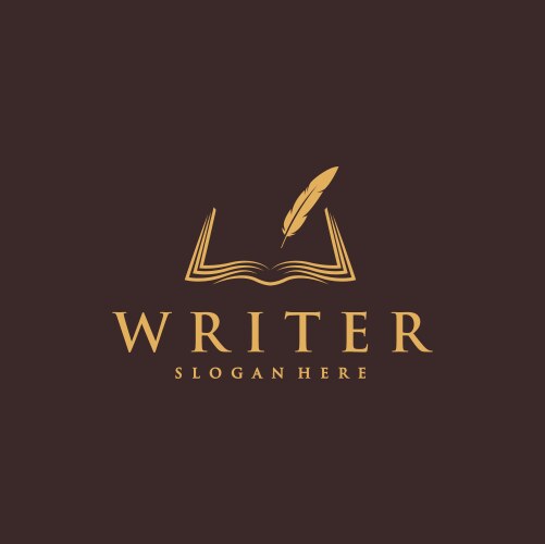 Simple feather logo designs template write Vector Image