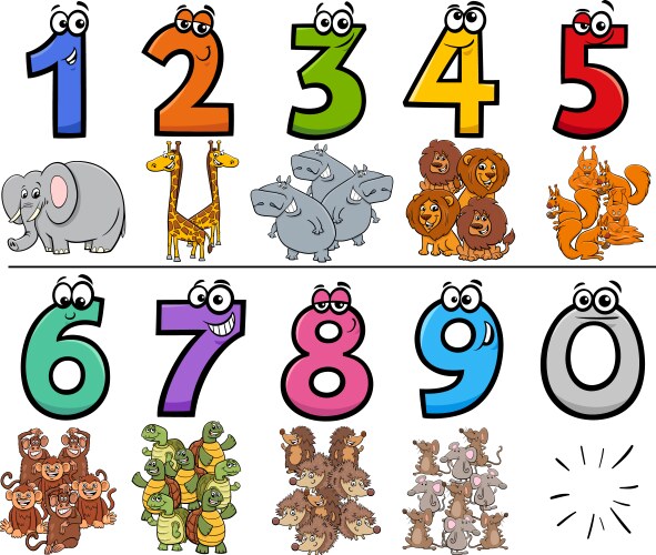 Counting numbers with animals Royalty Free Vector Image