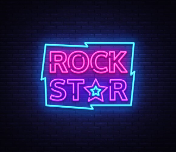 Rock star neon sign design Royalty Free Vector Image