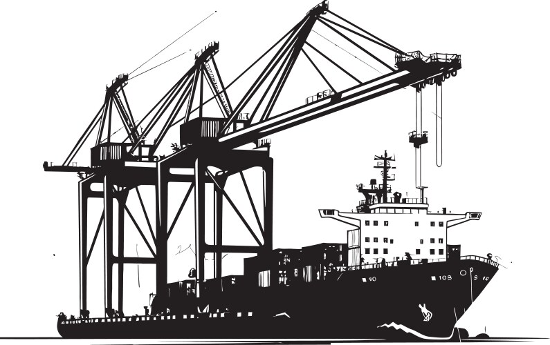 Maritime movement industrial cargo ship loading Vector Image