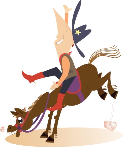 Cowboy horse rodeo cartoon colored clipart Vector Image