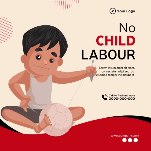 Banner design of child labour Royalty Free Vector Image