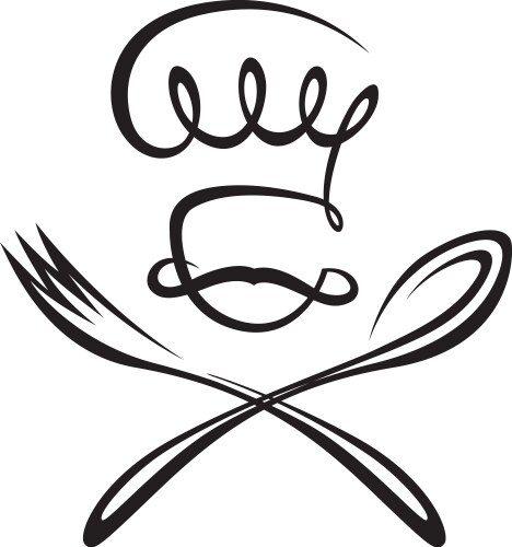 Chef hat spoon and fork Royalty Free Vector Image