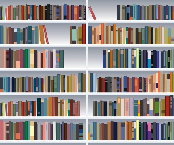 Bookshelf background bookcase with books Vector Image