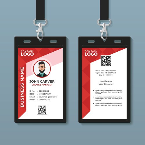 Elegant red and white id card design template – Royalty-Free Vector ...