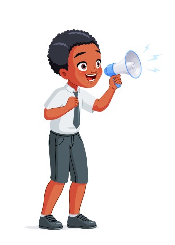 Thinking african american school boy cartoon Vector Image