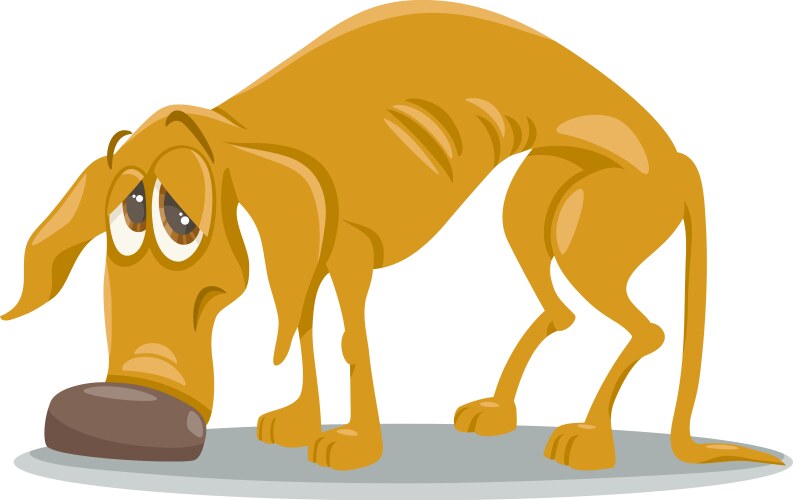 Poor hungry dog cartoon Royalty Free Vector Image