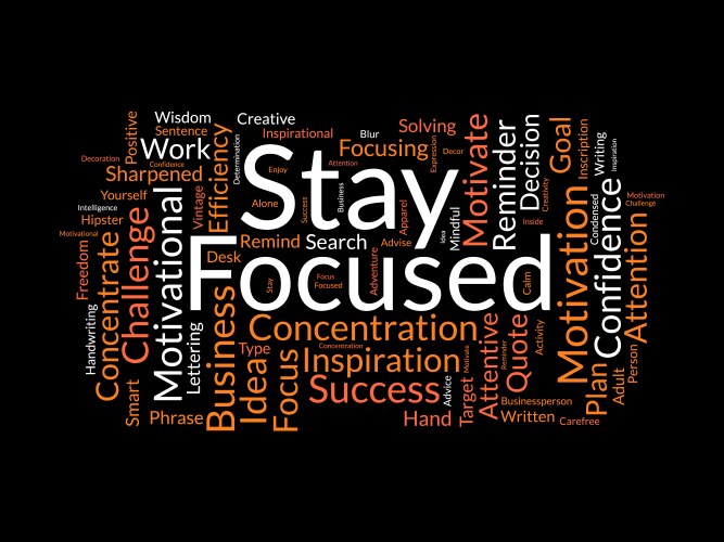 Stay focused wordcloud template business concept Vector Image
