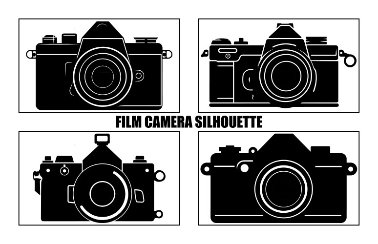Camera icon silhouettephoto silhouette set Vector Image