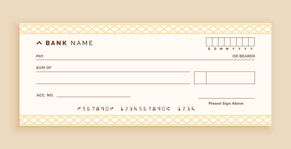 Blank bank check template cheque page form Vector Image