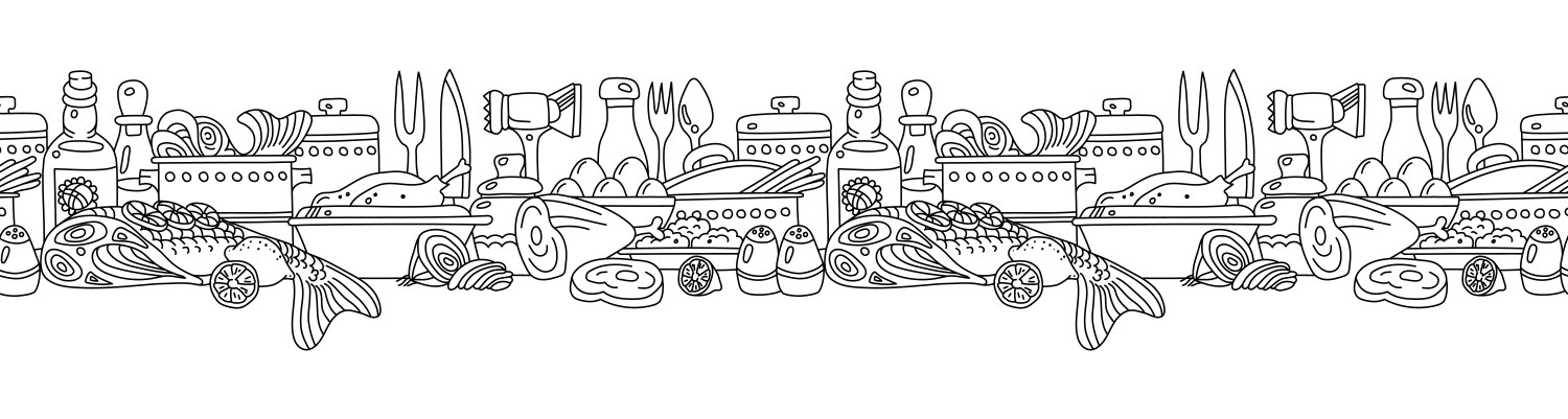 Restaurant flair retro mono seamless border Vector Image