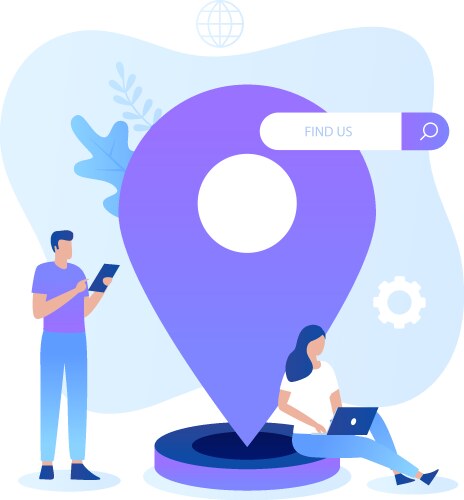 Find us location concept design Royalty Free Vector Image