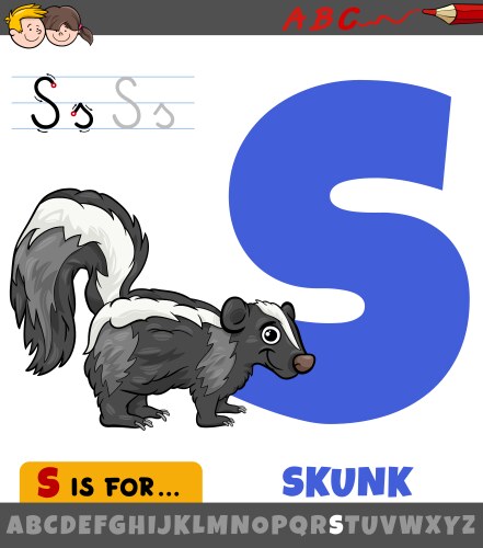 Letter s words educational set with cartoon Vector Image