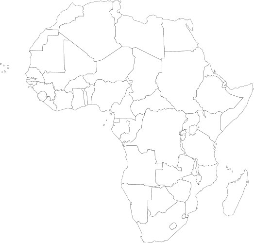 Detailed labeled africa line map Royalty Free Vector Image