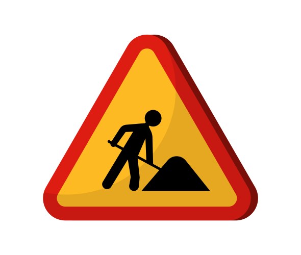 Road work sign yellow square roadsign with arrow Vector Image