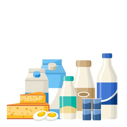 Dairy products set - milk in package and cheese Vector Image