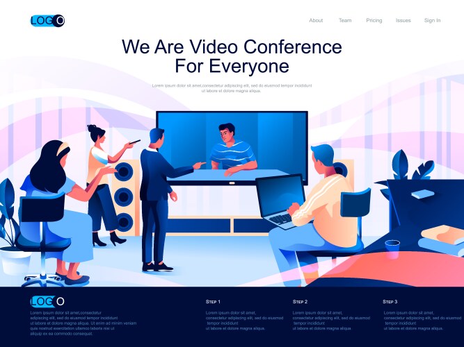 Video conference concept 3d isometric web scene Vector Image