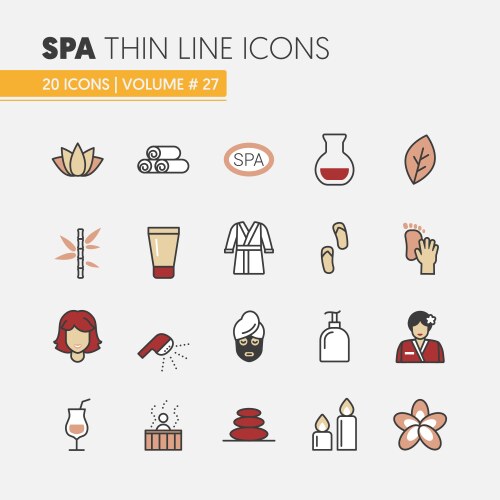 Thai massage icon set Royalty Free Vector Image