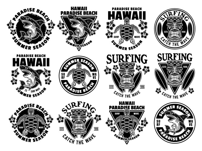 Vintage surfing emblems Royalty Free Vector Image