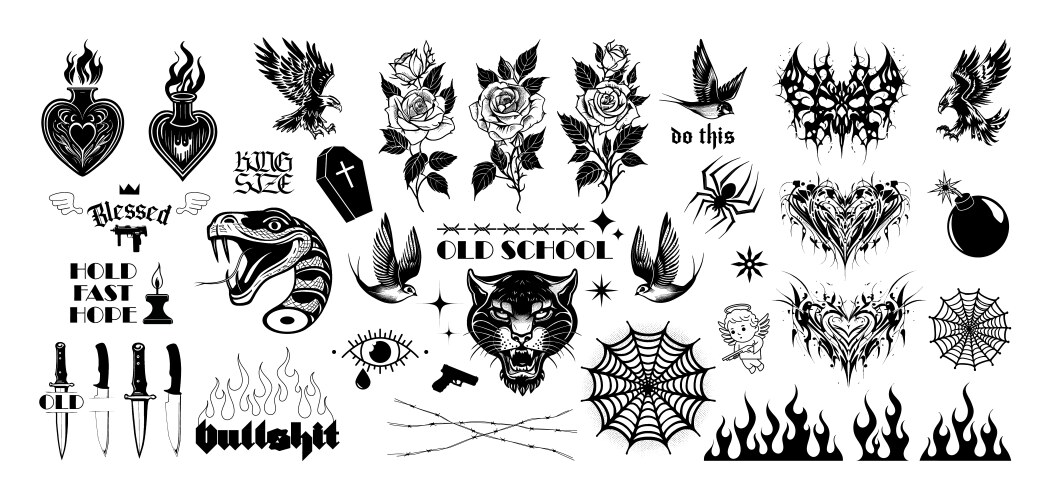 Y2k tattoo Vector Images & Graphics for Commercial Use | VectorStock