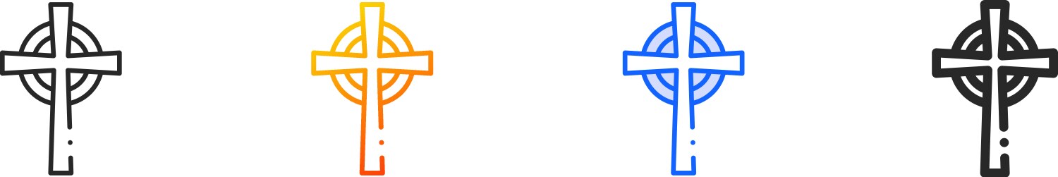 Christian cross iconthin linear gradient blue Vector Image