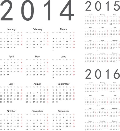 Simple 2016 year calendar Royalty Free Vector Image