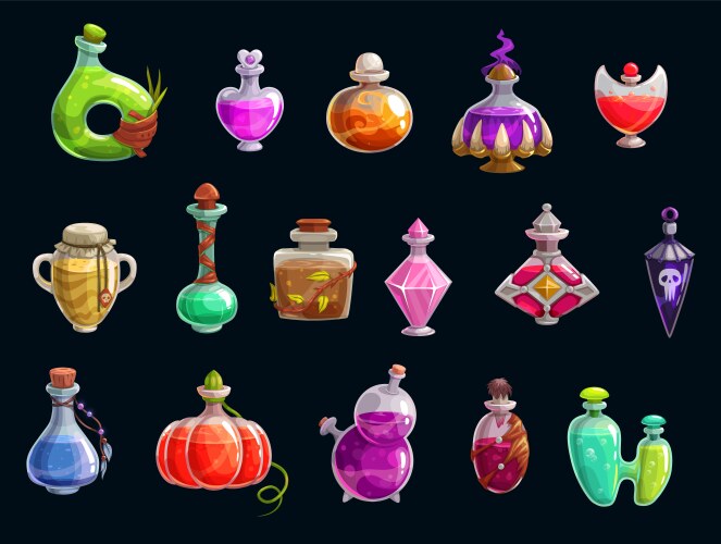 Magic potions icon set Royalty Free Vector Image Magic potions icon set Royalty Free Vector Image
