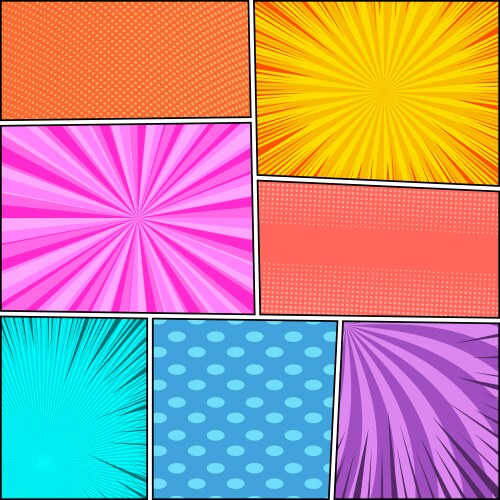 Comic book page template with radial halftone Vector Image