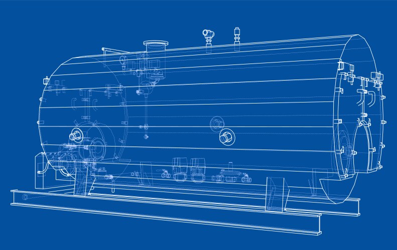 Outline drawing or sketch of cylindrical device Vector Image