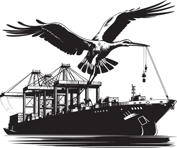 Vessel virtuosos crane loading to cargo ship icon Vector Image