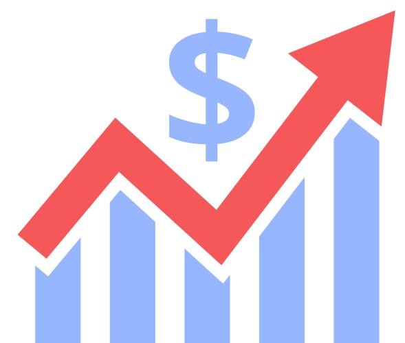 Bar graph showing increasing profit with upward Vector Image