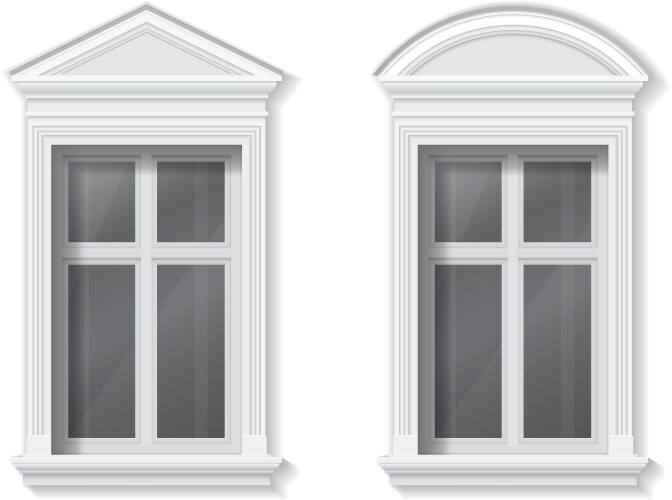 House window with shutters vintage building facade