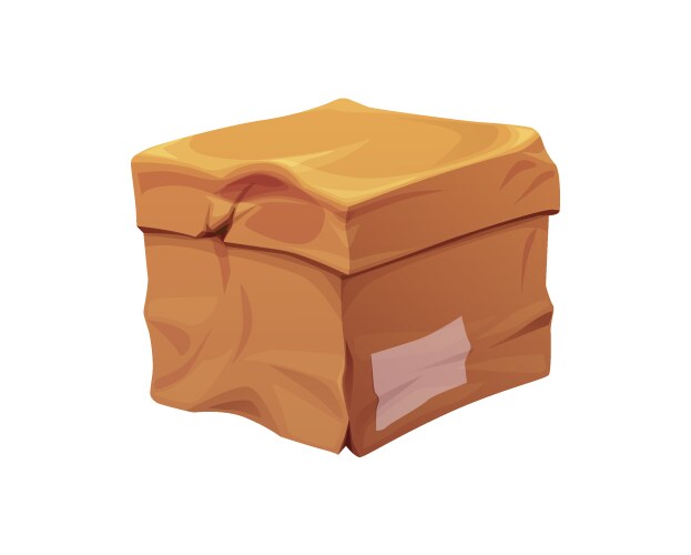 Damaged cardboard box crumpled crinkled carton Vector Image
