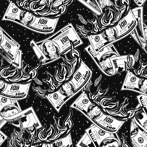 Money monochrome vintage seamless pattern Vector Image