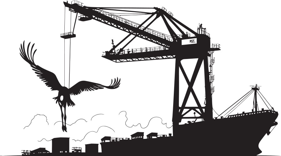 Vessel valor crane loading to cargo ship logo Vector Image