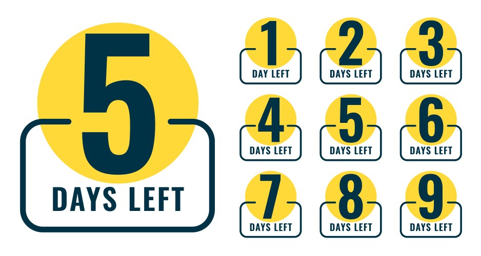 Flat style number of days left timer template Vector Image