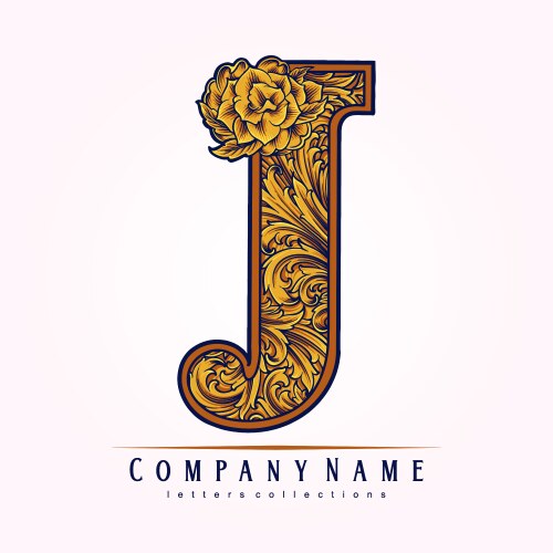 Luxury letter j vintage monogram logo monochrome Vector Image
