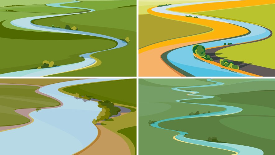 Landscape with river view from above Royalty Free Vector